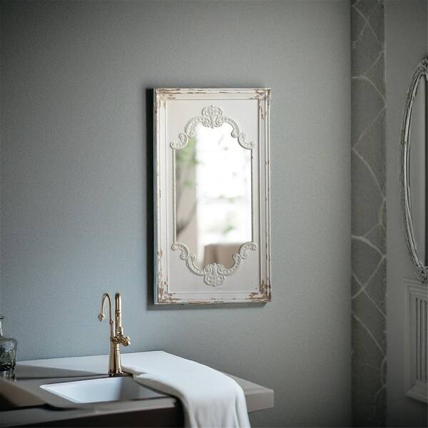 Distressed White Mirror with Solid Wood Frame - Bed Bath & Beyond ...