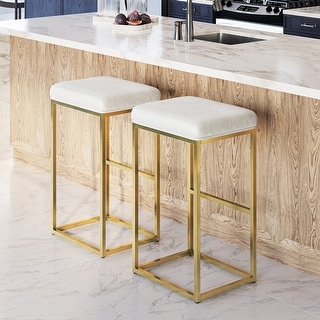 BELLEZE 30" PU Leather Bar Stools w/ Metal Base Set of 2 - Bed Bath ...