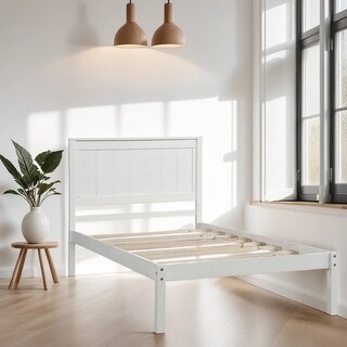 Twin Size Platform Bed Frame with Headboard, Bed Frame with Wood Slat ...