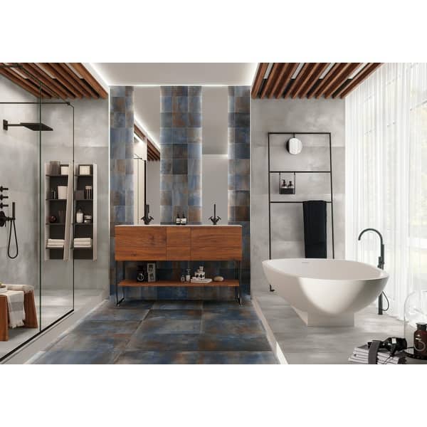 Industry Tile 24x48 Metallica Dark Blue Porcelain Tile (15.5 Sq. ft./2 ...