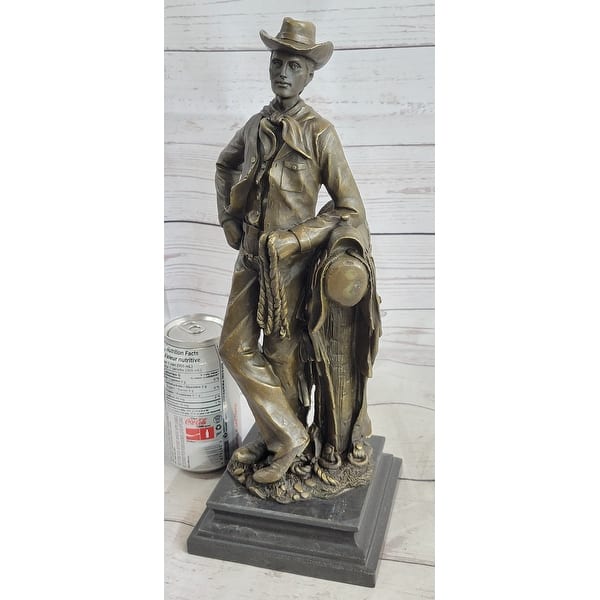 Signed Original Patoue French Artist Cowboy With Rope Bronze Statue ...