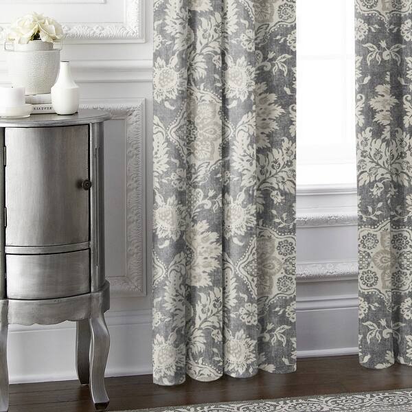 Osha Mocha/Charcoal Pinch Pleat Drapery Panel - Pair - N/A - Bed Bath ...