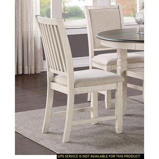 Antique White Finish Wooden Side Chairs 2pcs Set with Soft Cushion and ...