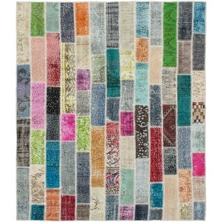 ECARPETGALLERY Hand-knotted Color Transition Patchwork Multi Wool Rug ...