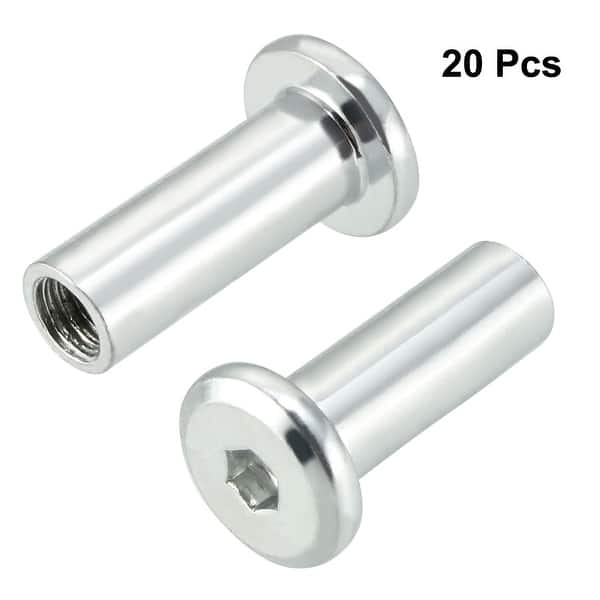 M6x22mm Rivet Hex Socket Head Screw Post Nickel Plated 20pcs - Silver ...