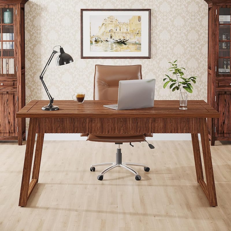 Home Office Executive Desk Solid Wood Computer Desk with Drawer - On ...