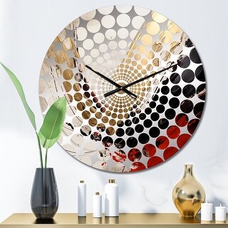 Designart "Midnight Passion Abstract Wave Scarlet & Gold IV" Gold ...