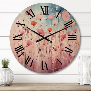 Designart "Pink Pastel Pastiche" Abstract Collages Oversized Wood Wall ...