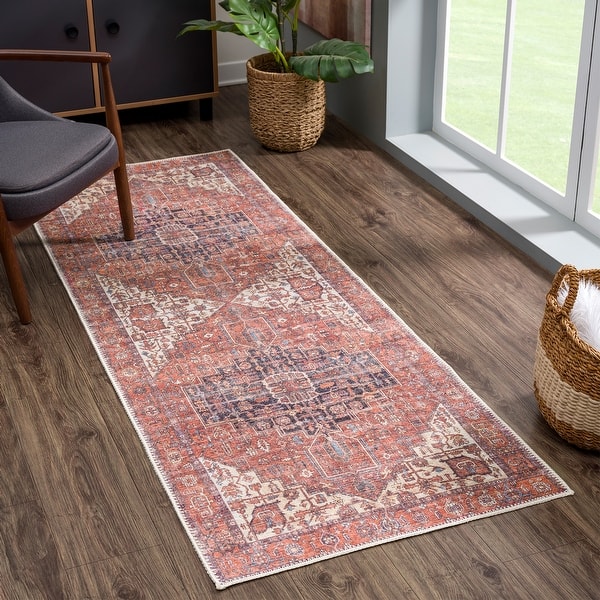 Bloom Rugs Washable Area Rug - Red/Orange Beige - Bed Bath & Beyond ...
