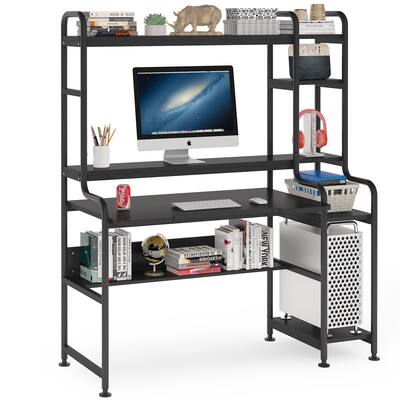53 inch Computer Desk with Hutch and Stoarge Shelves - Overstock - 33849322