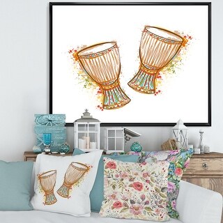 Designart "Traditional Tam Tam Drums III" Cabin & Lodge Framed Canvas ...