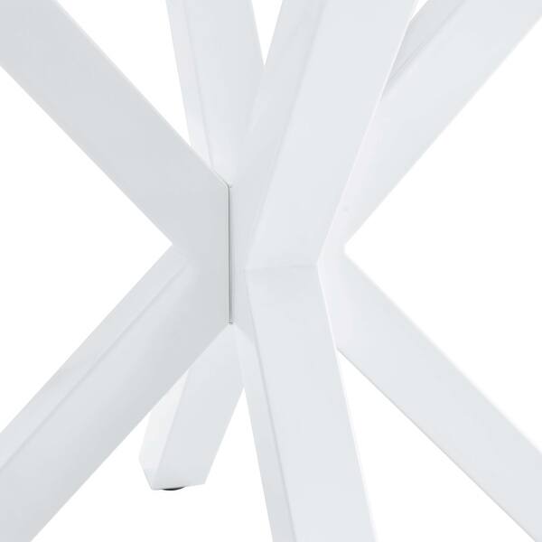 White Table Cross Leg Mid-century Dining Table With Round Wood Table ...