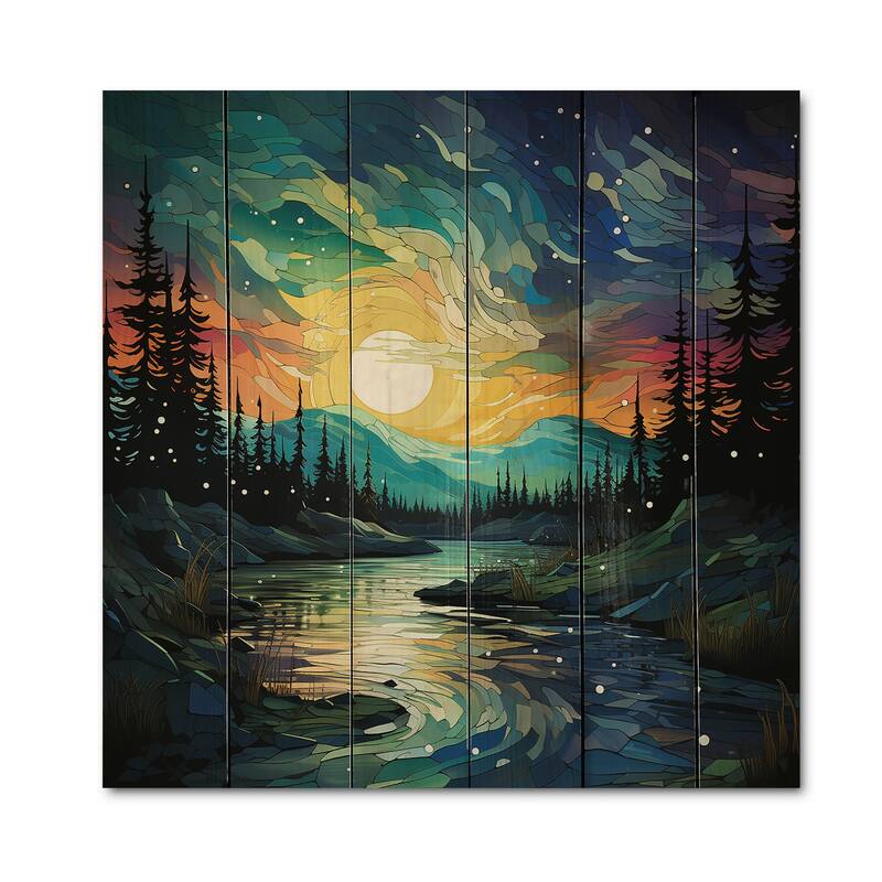 Designart "Landscape Aurora Borealis Natures VII" Aurora Borealis Print ...