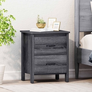 Wood Grain MDF Bedside Table With Two Drawers - Bed Bath & Beyond ...