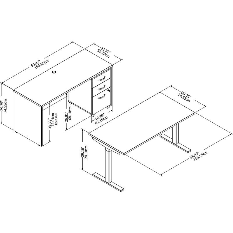 Studio C 3-piece Adjustable Desk and File Cabinet Set - Overstock ...