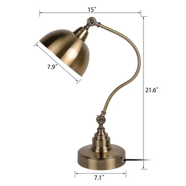Modern Industrial Desk Lamp Adjustable Task Table Lamp Brass Finish ...
