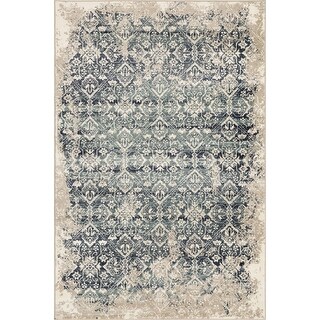 5' x 8' Beige Blue Distressed Diamonds Area Rug - 3'6" - Bed Bath ...