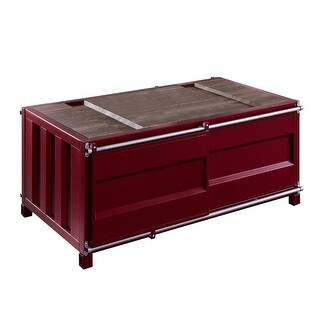 Container Style Coffee Table With Sliding Doors Red Saltoro Sherpi - 47 ...