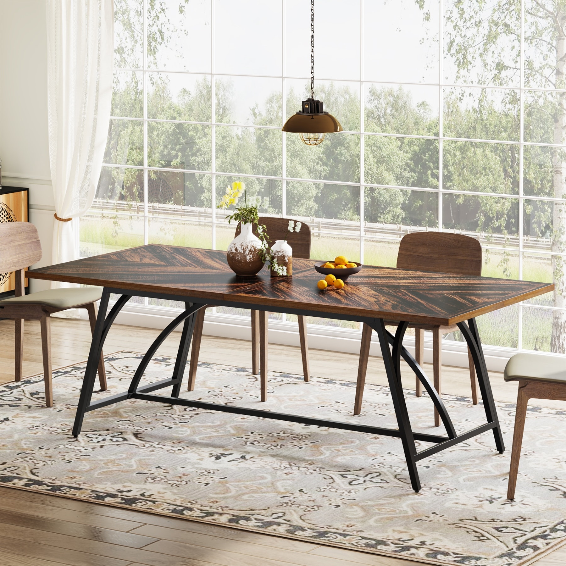 71-inch Dining Table with Half Round Storage Shelf by Lee Furniture ...