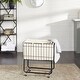 Black Metal Deep Set Wire Basket Storage Cart with Wheels and Fabric ...