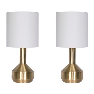 24 Inch Set of 2 Modern Table Lamps with Polyester Shade, Bronze Metal ...