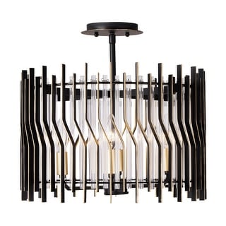 Park Row 4-Light 16" Black and Gold Ceiling Light - Bed Bath & Beyond ...