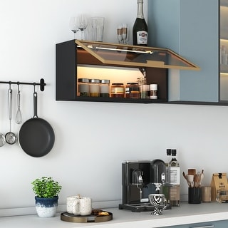 Large-Capacity Spice Rack Wall Mounted Storage Cabinet, Black Hanging ...