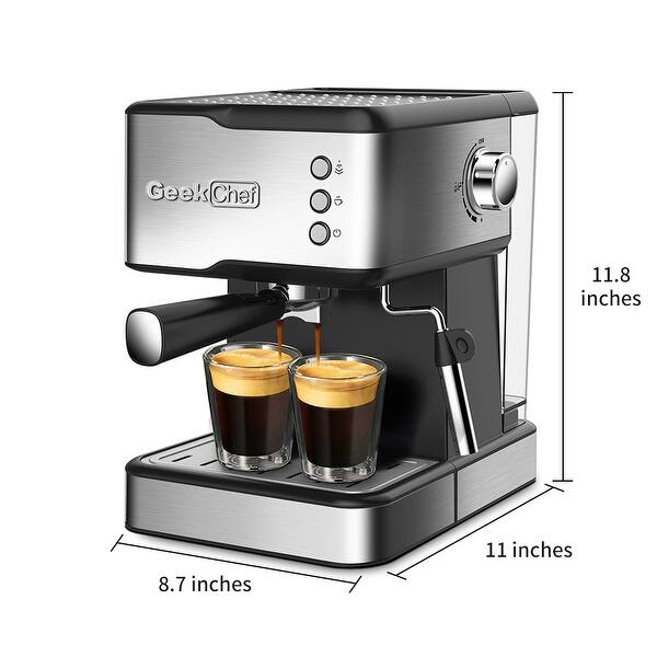 12-Cup Coffee Maker with Detachable Frothing Nozzle 1.5L Transparent ...