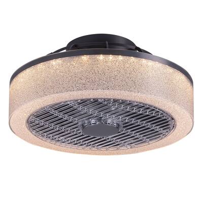 16 in. Smoky Gray Low Profile Ceiling Fan with Remote Indoor Flush ...