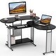 Black Modern Rotating L-Shaped Computer Desk, White Contemporary Corner ...