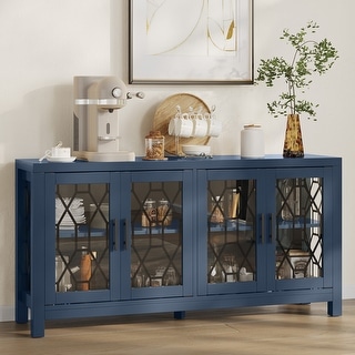 Moasis 60" Buffet Sideboard with Decorative Glass Cabinet Doors - Bed ...