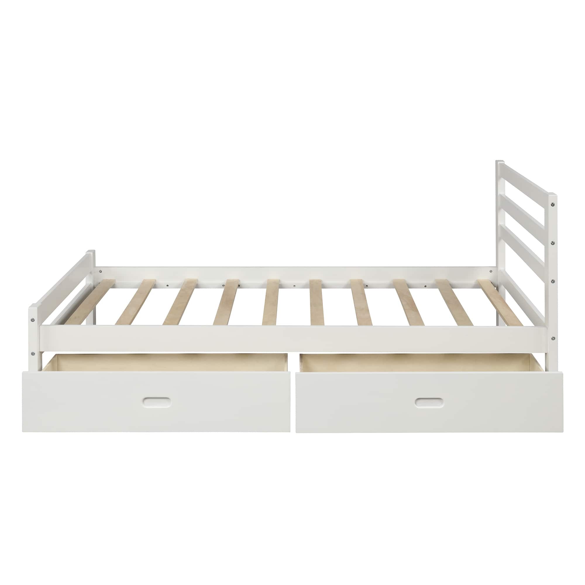Wood Platform Bed Twin Bed With Headboard Footboard And 2 Drawers