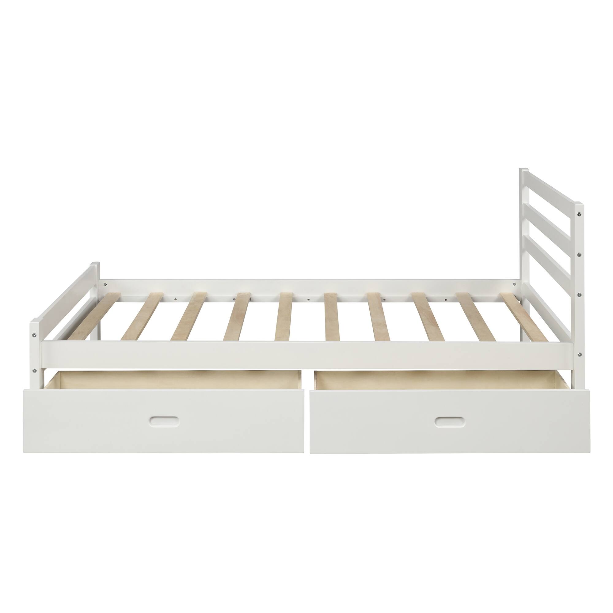 Wood Platform Bed Twin Bed With Headboard Footboard And 2 Drawers