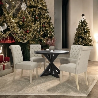 Modern Farmhouse Style 5-Piece Dining Set with Cross-Buck Round Table ...