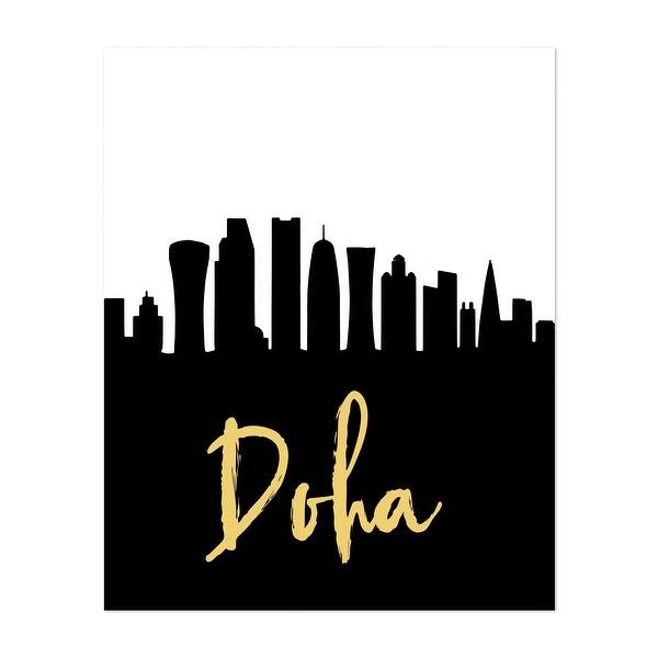 Doha Qatar Doha Qatar Gold City Skyline Urban Art Print/Poster - Bed ...