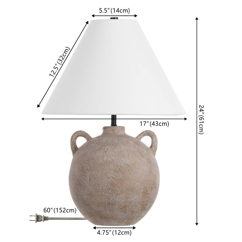 SAFAVIEH Lighting Yanina Ceramic 24-inch Urn Jug Style Table Lamp (LED ...