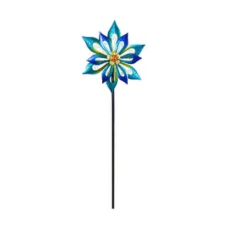 Turquoise Metal Flower Wind Spinner Garden Stake - Bed Bath & Beyond ...