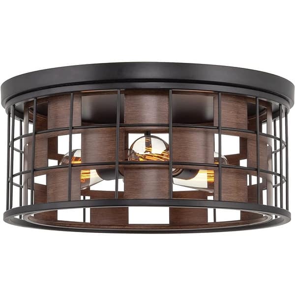 3 light vintage home flush mount fixture black frame ceiling light with ...