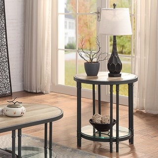 End Table in Oak & Sandy Black Finish KD Structure•1 Tier Shelf ...