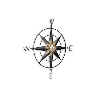 Black Metal Wall Decor Compass with Gold Center Accents - Bed Bath ...
