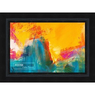 34x22 Contemporary Black Complete Wood Picture Frame with UV Acrylic ...