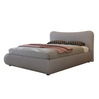 Gray Solid Pinus Wood Frame Queen Size Low Profile Platform Panel Bed ...