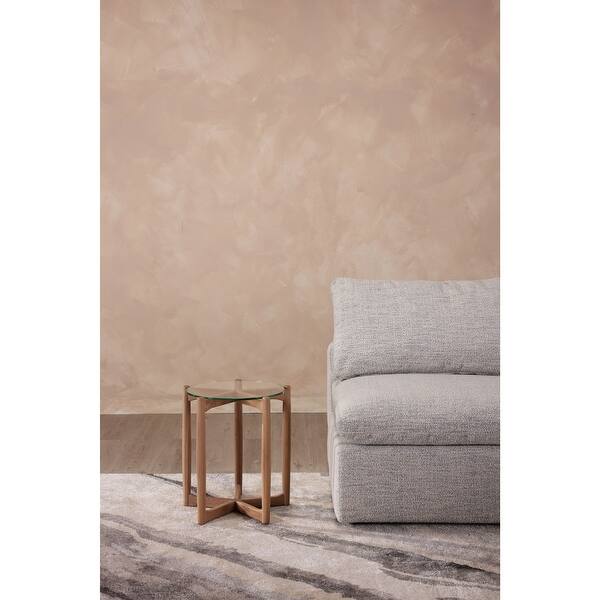 Aurelle Home Heatra Modern Solid Wood Round Glass Top Side Table - Bed ...