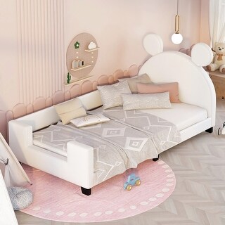 Whimsical Twin Upholstered Daybed with Cartoon Ears Headboard - Playful ...