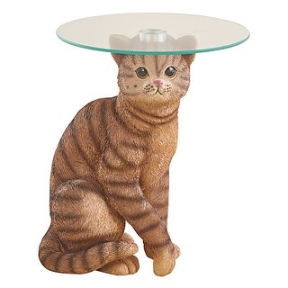 Hand-Painted Glass Top Cat Side Accent Table - 12 x 14 x 11 - Bed Bath ...