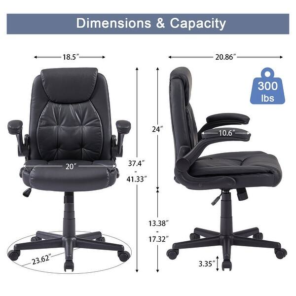 VECELO High Back 360° Swivel Ergonomic Home Office Chair with Flip Up ...