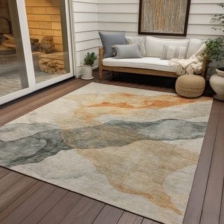 Machine Washable Indoor/ Outdoor Contemporary Ribbon Chantille Rug ...