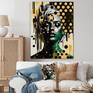 Designart "Gold Transcending Female Portrait I" Modern Woman Canvas ...