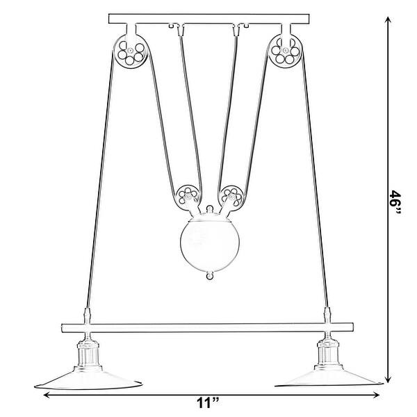 Modern Industrial Adjustable 2 Bulb Pulley Wired Ceiling Hanging Light ...
