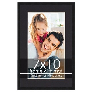 7x10 Frame with Mat - Black 9x12 Frame Wood Made to Display Print or ...